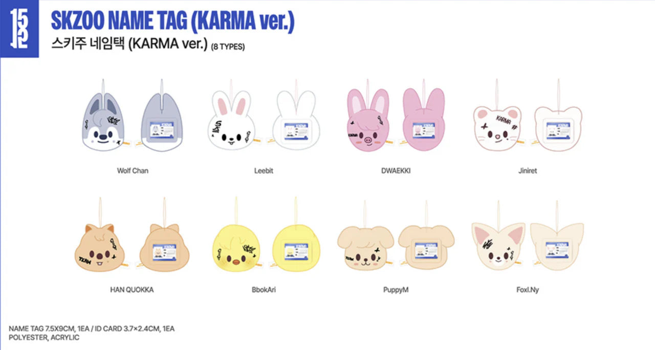 [PRE-ORDER] Stray Kids POP-UP STORE OFFICIAL MD SKZOO NAME TAG (KARMA ...